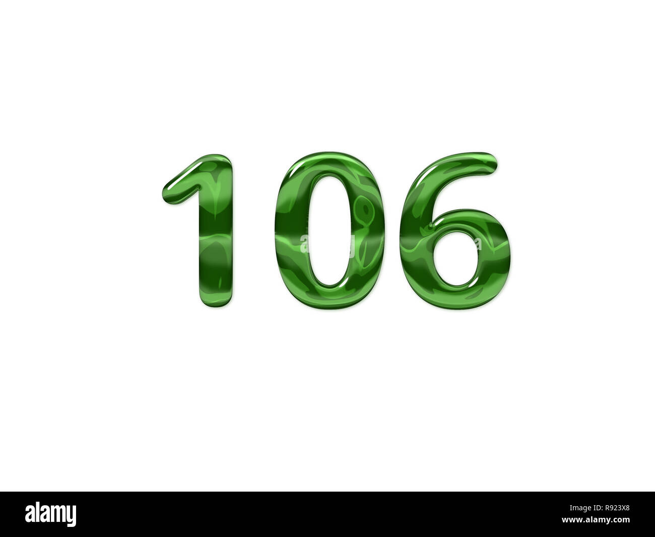 Número verde 106 fondo blanco aislado Fotografía de stock - Alamy