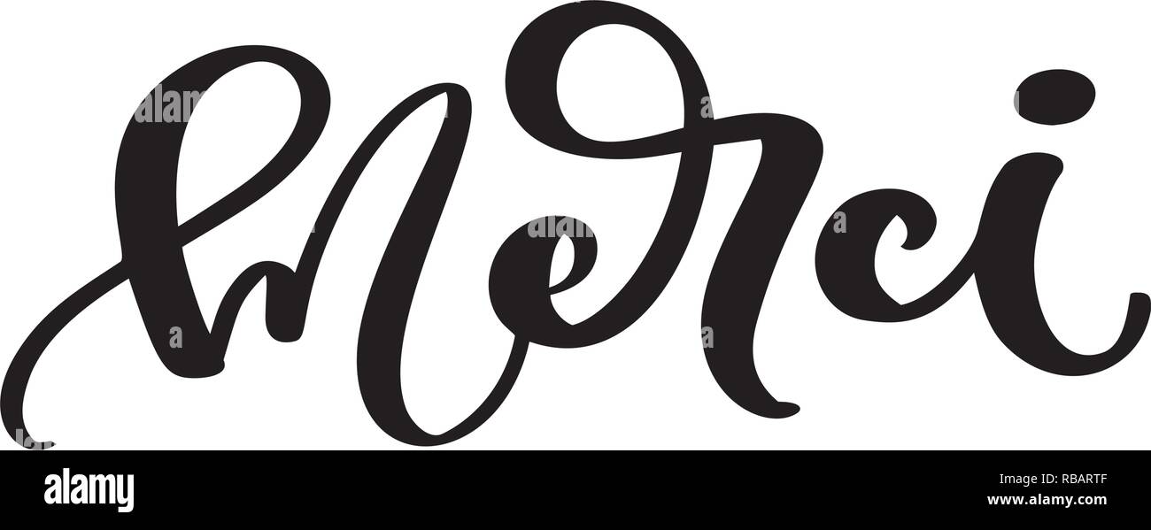 Vector Merci Letras Dibujada A Mano Moderna Y Elegante Caligrafía
