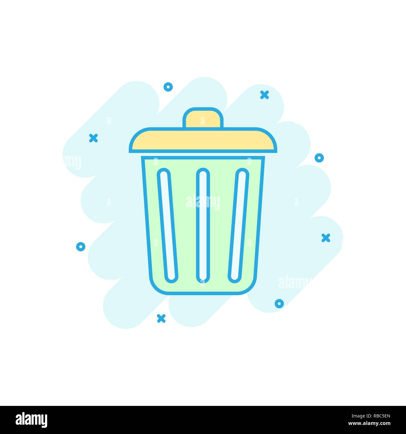Icono De Papelera De Reciclaje De La Basura En El Cómic De Estilo Cubo