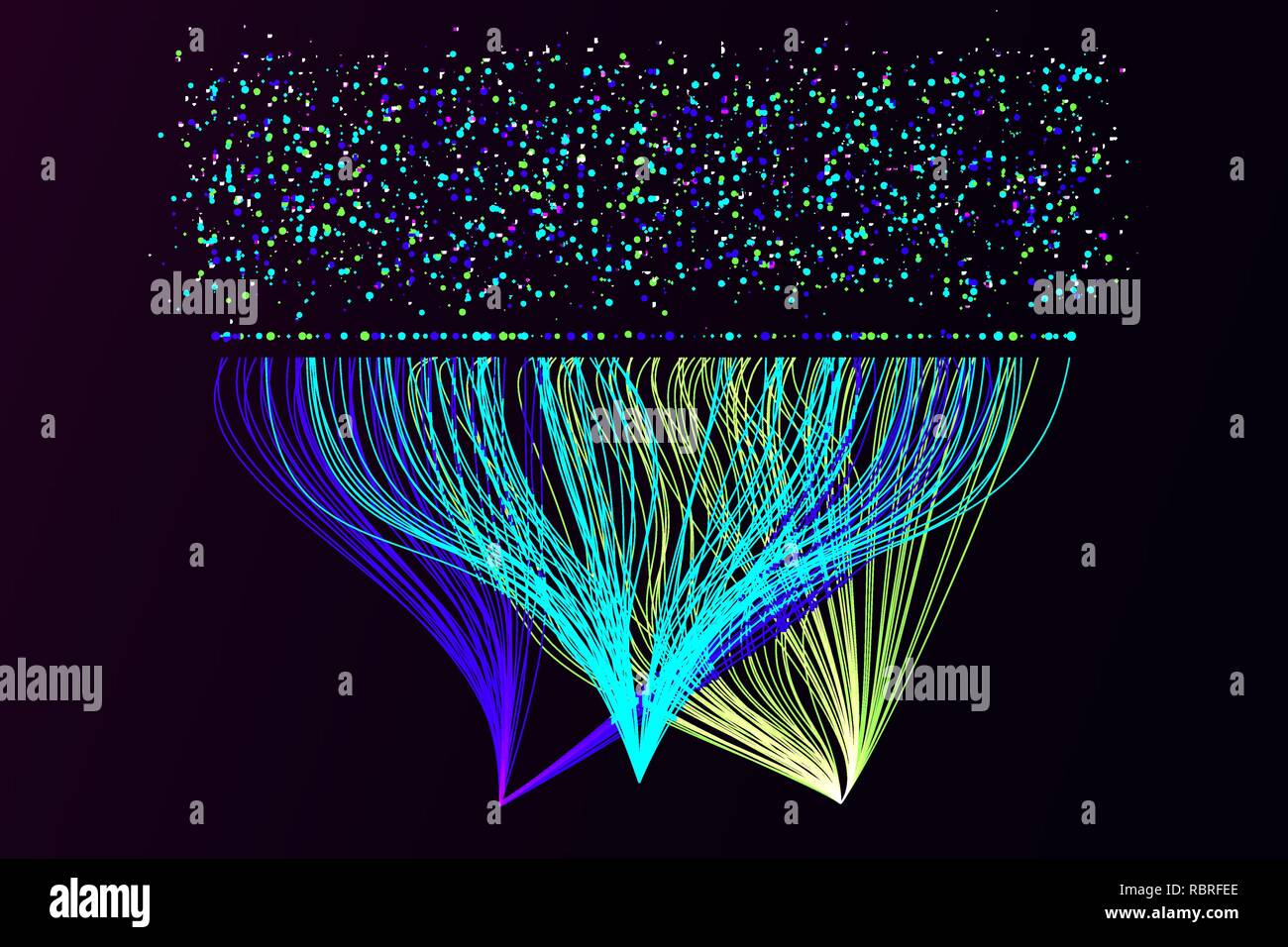Gran red de visualización de datos. Infografía futurista, onda 3D ...