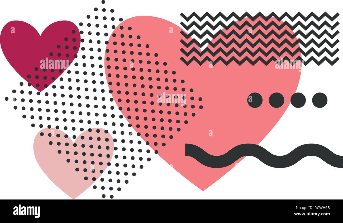 Corazon de amor con figuras geométricas icono aislado Imagen Vector de ...