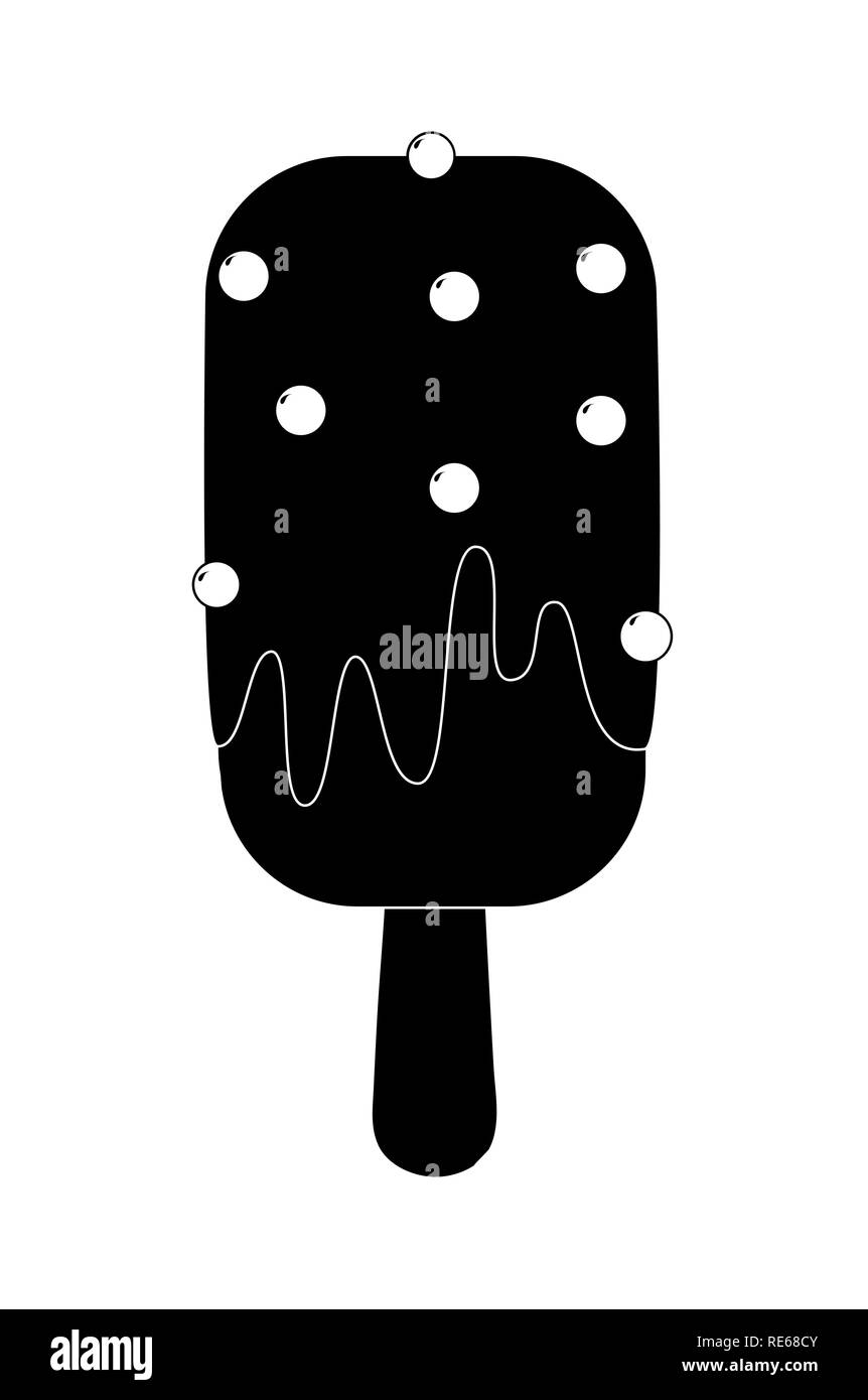 Dibujo De Planos Simples De Helado Con Hielo Y Aspersión En Un Palo