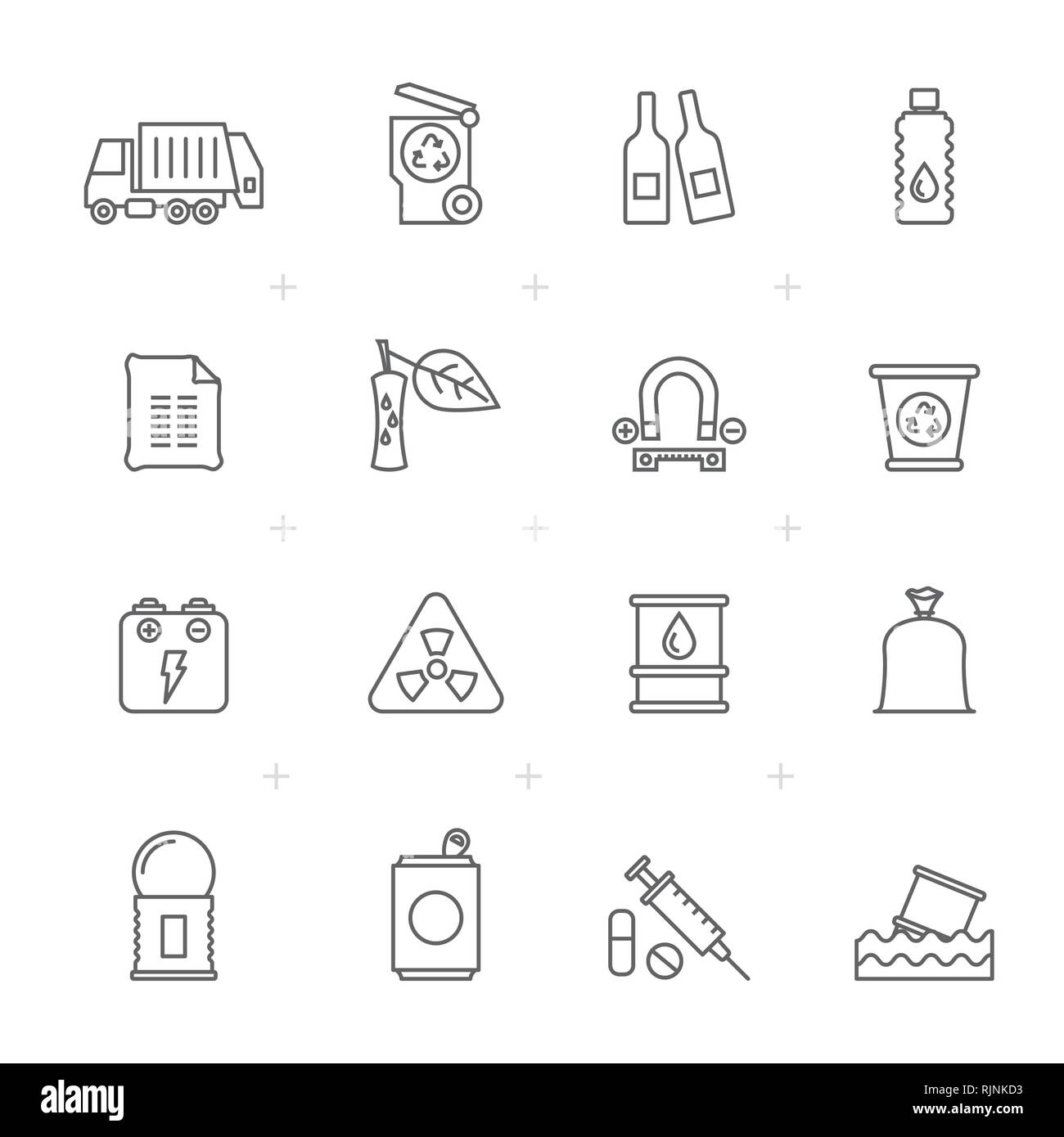 Línea De Basura Y Desperdicios De Iconos Conjunto De Iconos