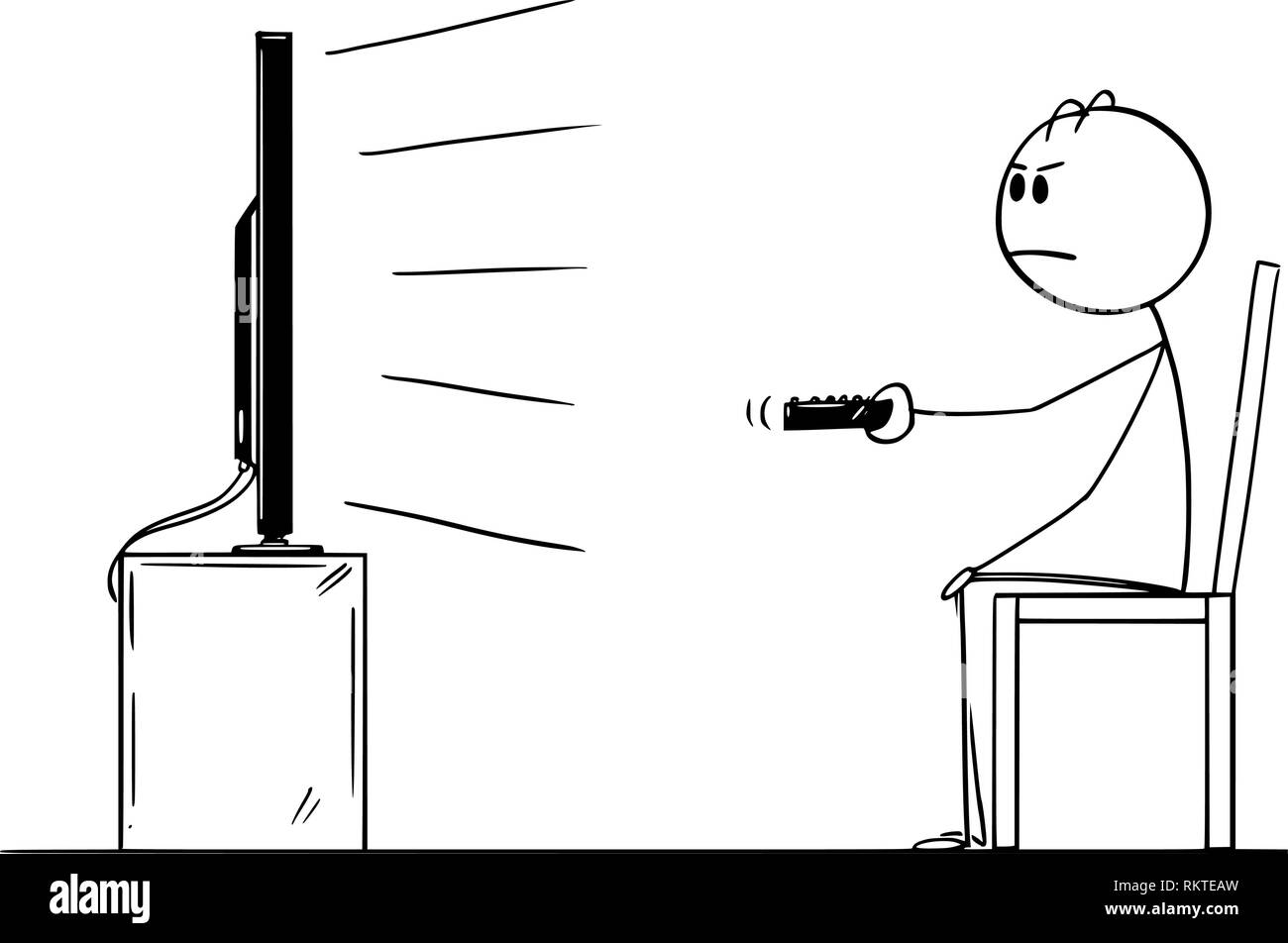 Caricatura Dibujo de hombre sentado en una silla y mirar la televisión ... Caricatura Dibujo de hombre sentado en una silla y mirar la televisión ...