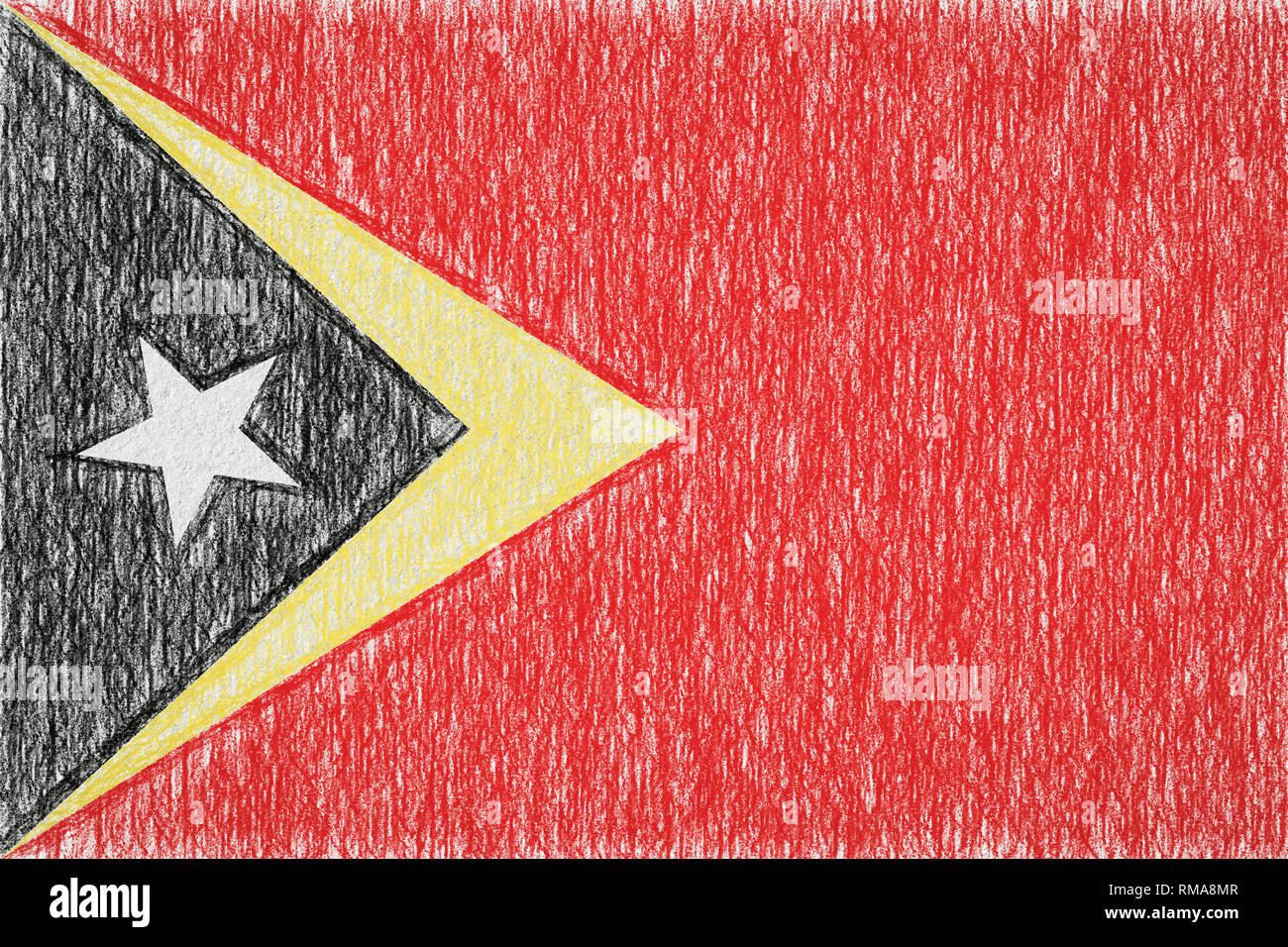 Timor Oriental bandera pintada. Dibujo sobre papel patriótico de fondo ... Timor Oriental bandera pintada. Dibujo sobre papel patriótico de fondo ...