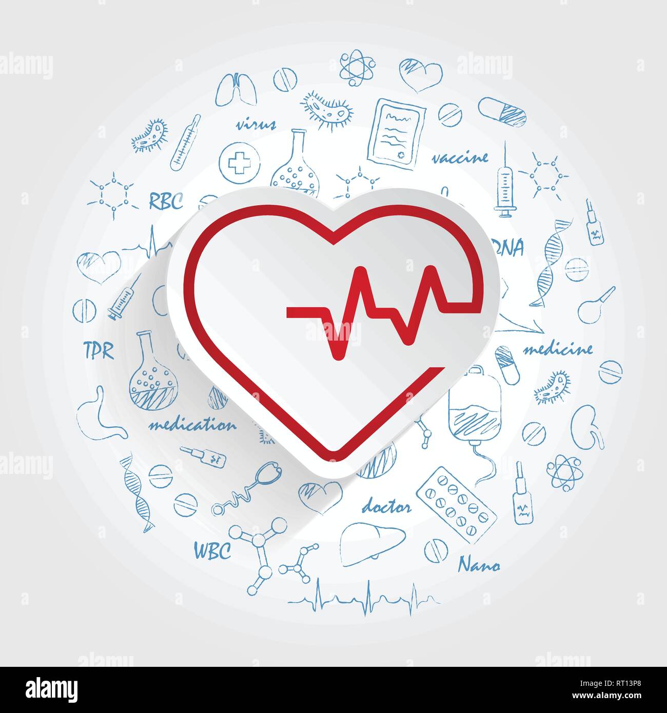 Línea De Latido Electrocardiograma Realizado Icono Y Handdrawn