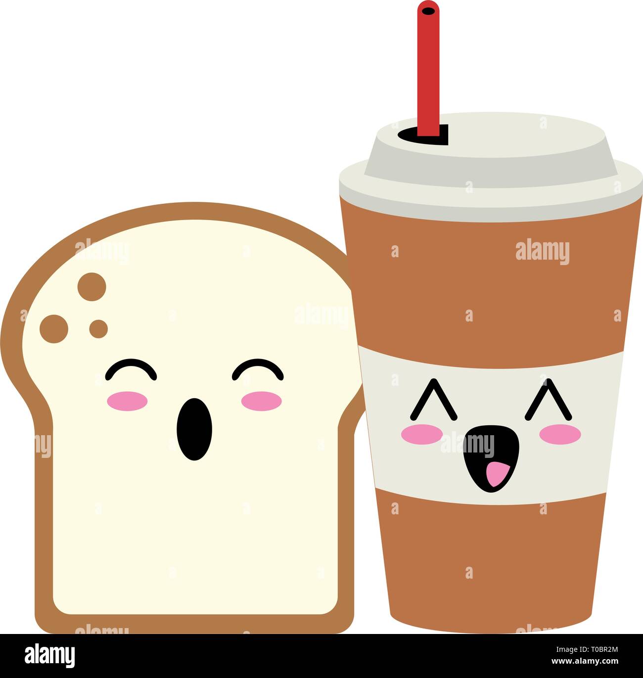 Pan Y Café Taza Kawaii Dibujos Animados Imagen Vector De Stock Alamy