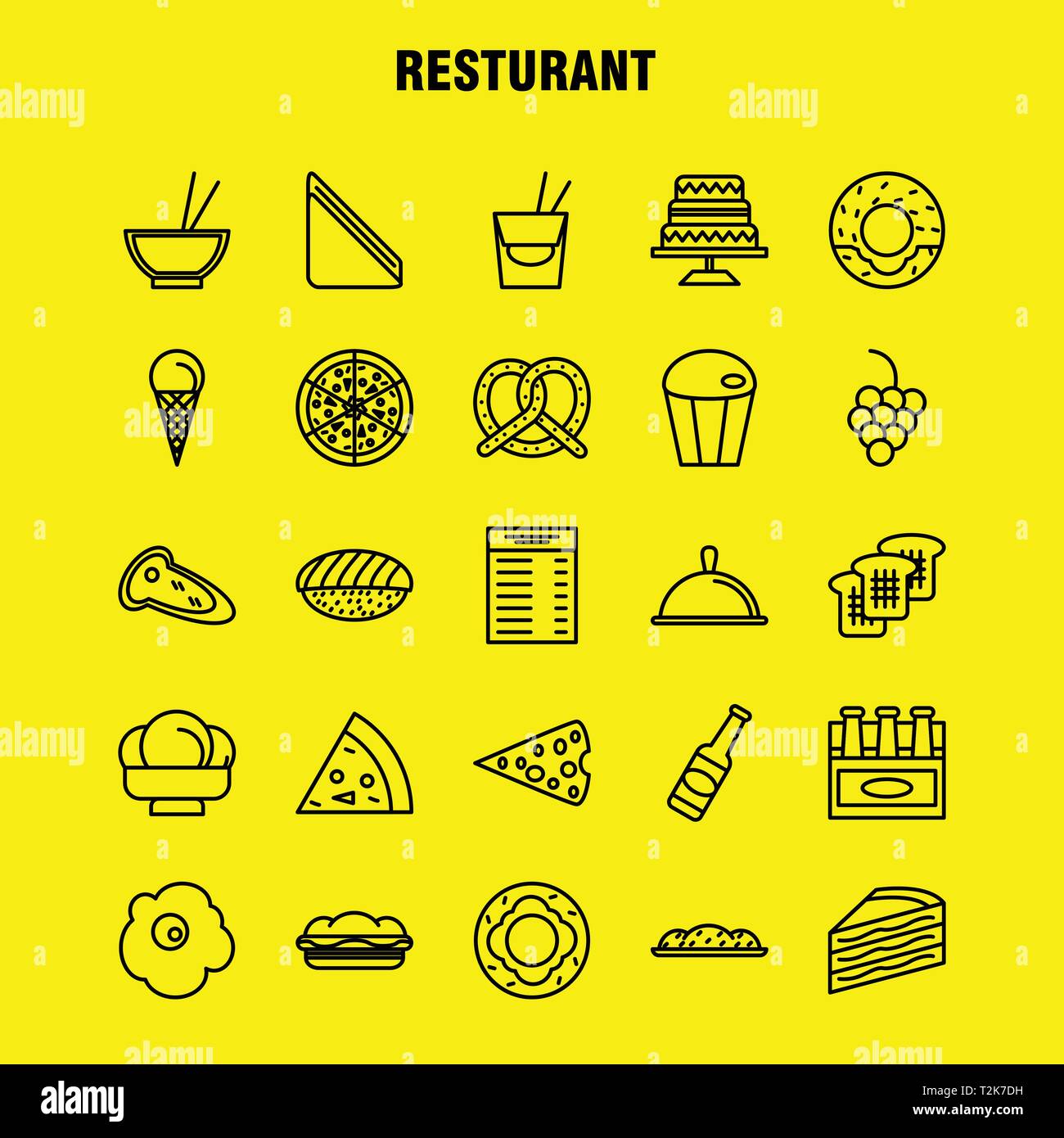 Restaurante Iconos de línea establecida para la infografía, Mobile UX ...