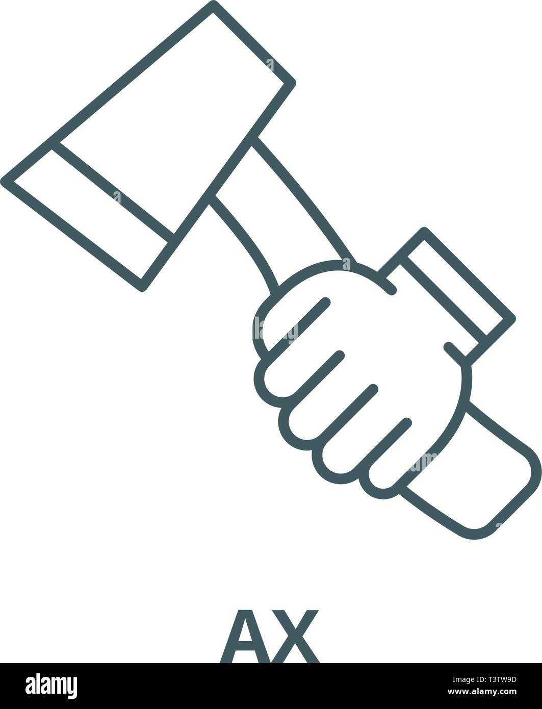 Icono de línea de Ax, vector. Esquema Ax sign, concepto símbolo ...