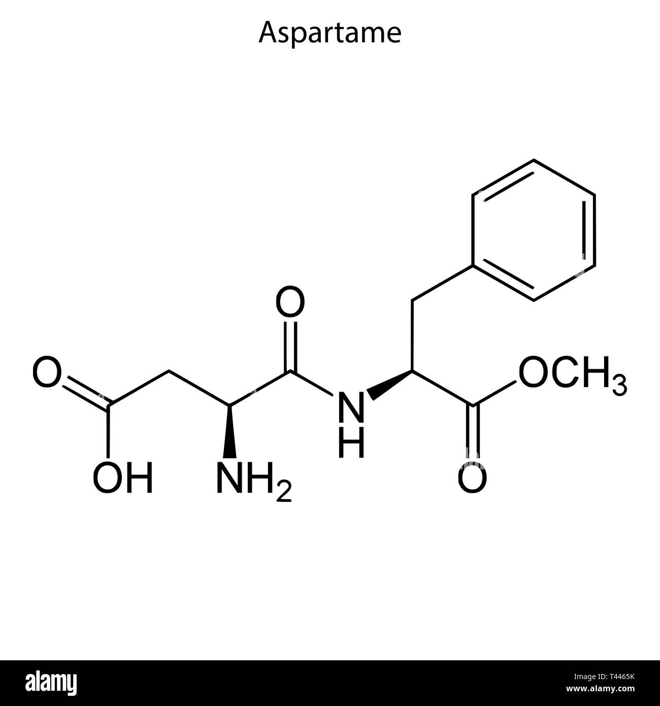 Fórmula Esquelética Molécula Química De Aspartamo Imagen Vector De