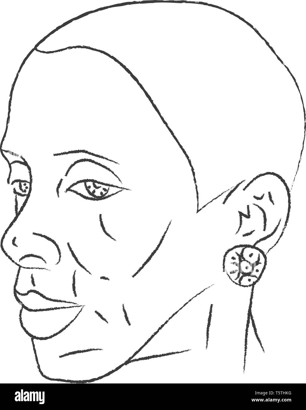 Un Boceto De Una Mujer Con Enormes Labios Llevaba Aretes Color De