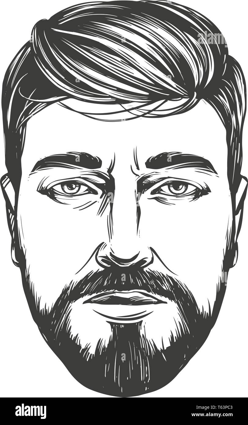 Hombre Barbado Barbershop Peinado Corte De Pelo Dibujados A Mano