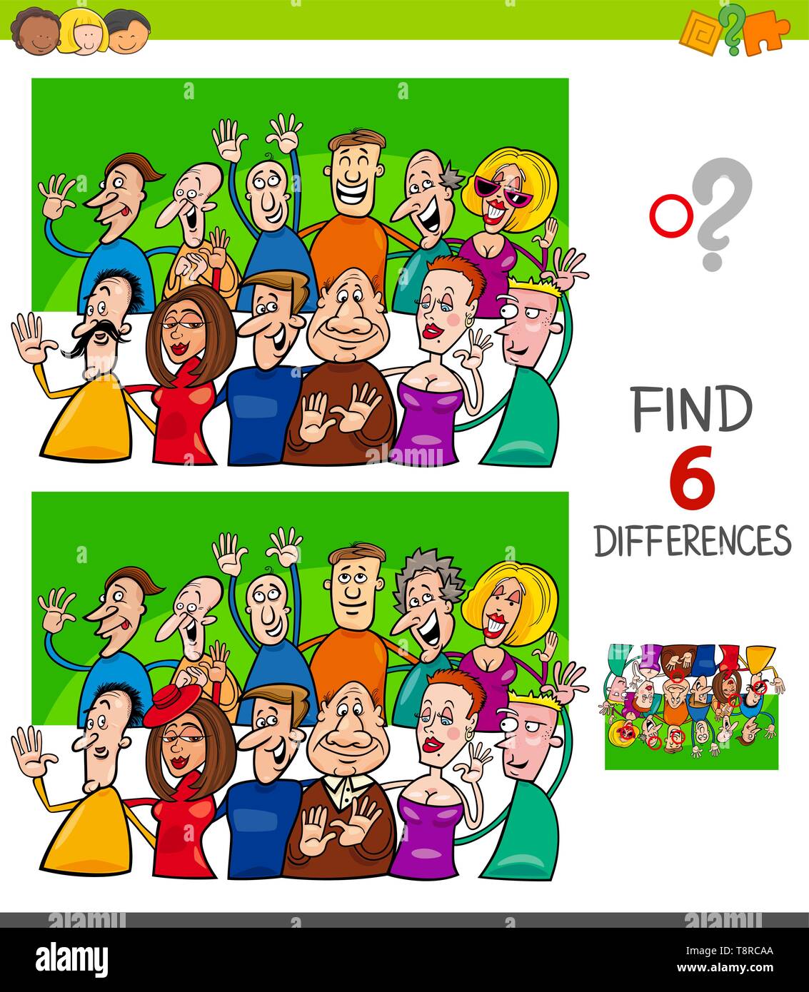 Ilustración De Dibujos Animados De Encontrar Seis Diferencias Entre Las