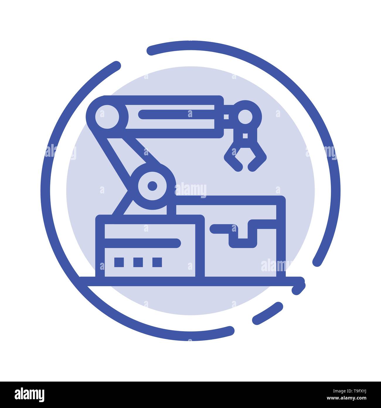 Brazo Robótico automatizado, Tecnología, icono de la línea punteada de ... Brazo Robótico automatizado, Tecnología, icono de la línea punteada de ...