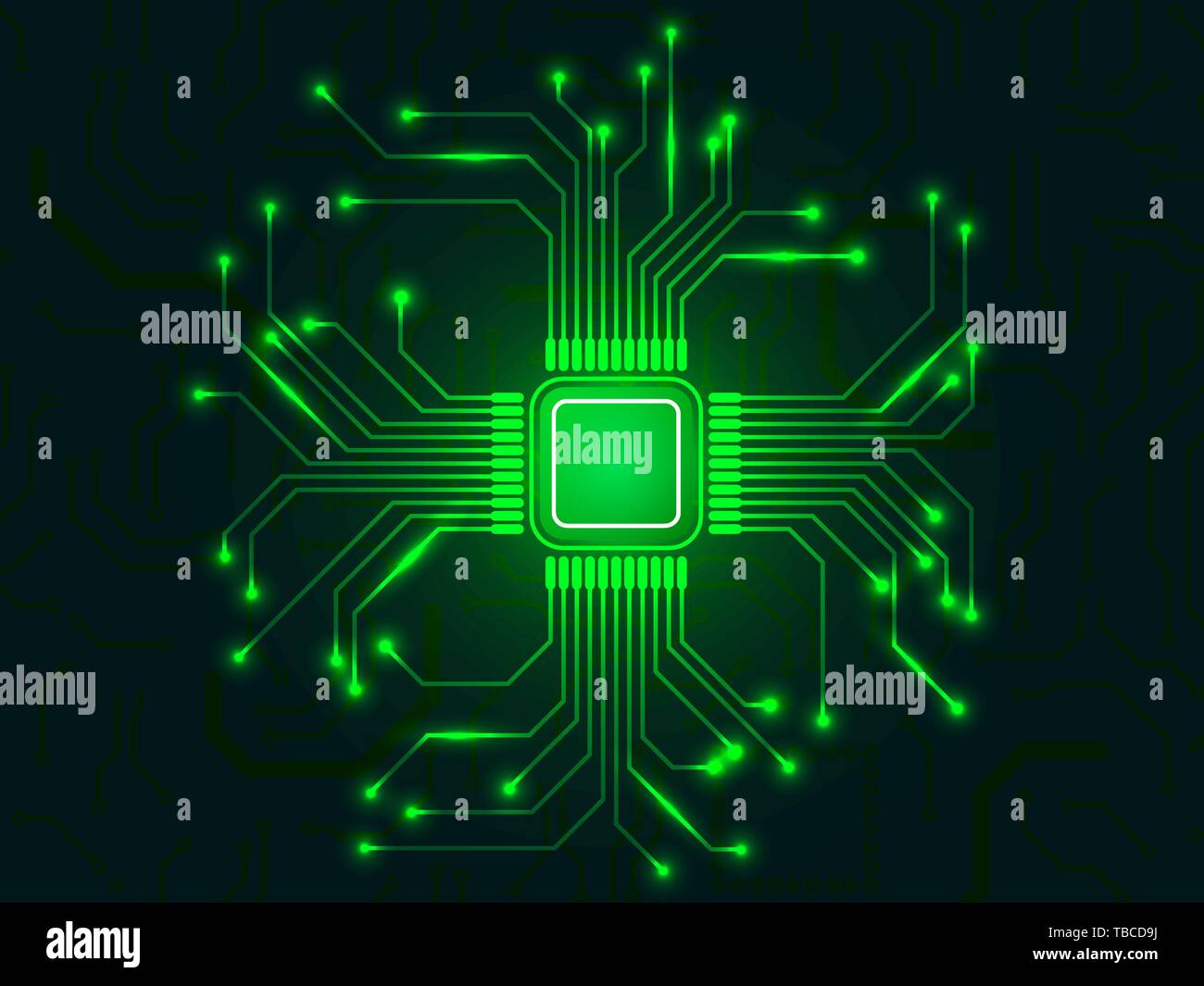 Fondo De Chip De Computadora Verde