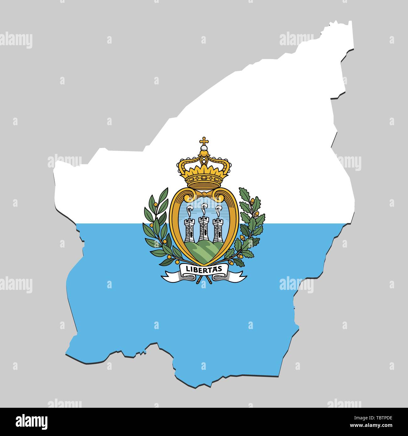 Mapa De San Marino Con Bandera Nacional Ilustración Vectorial Imagen