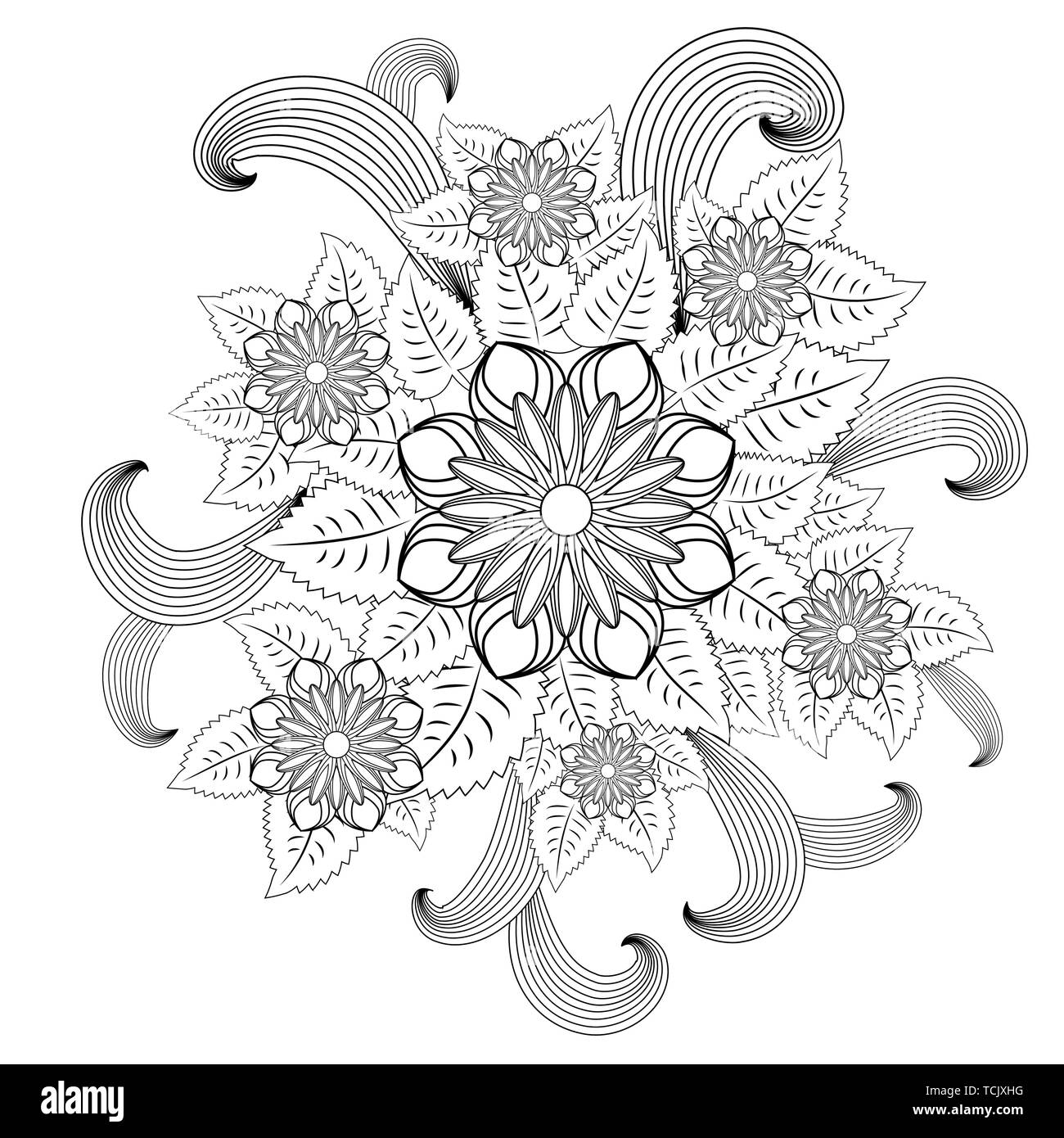 Doodle Arte Flores Zentangle Patrón Floral Dibujado A Mano Elementos