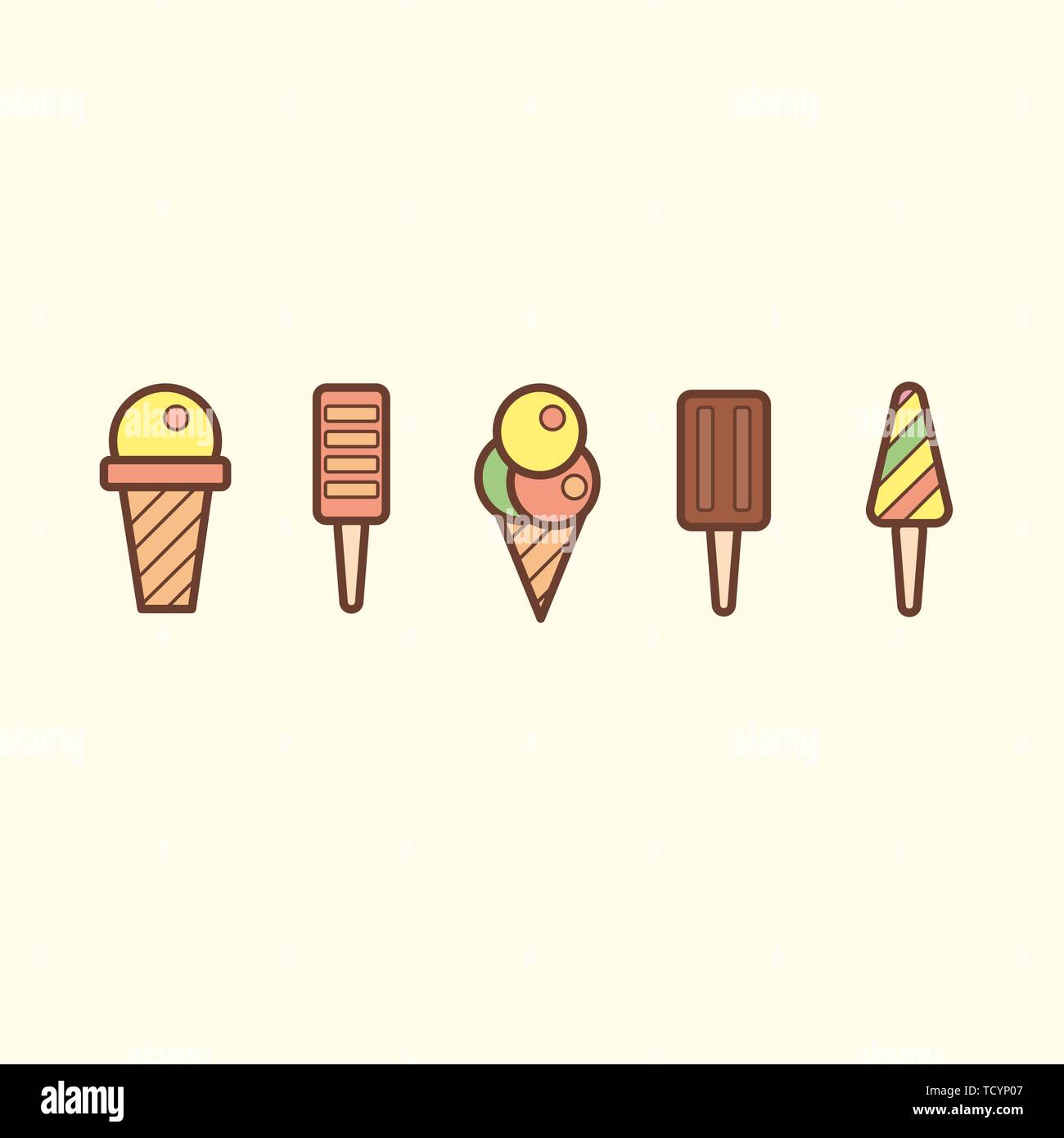 Doodle Helado Con Diferentes Tipos De Helados De Cono De Waffle Taza