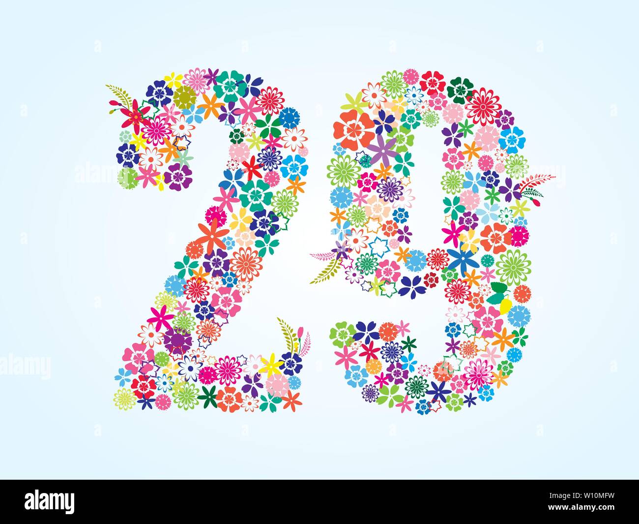 Vector Floral colorido diseño número 29 aislado sobre fondo blanco ... Vector Floral colorido diseño número 29 aislado sobre fondo blanco ...