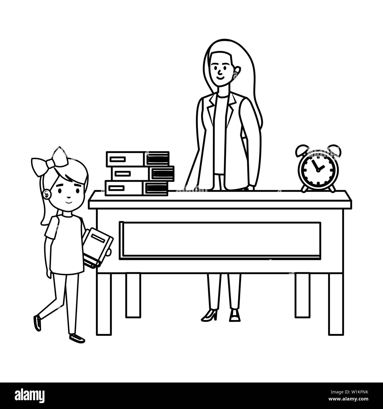 Profesor Escritorio Clipart Blanco Y Negro