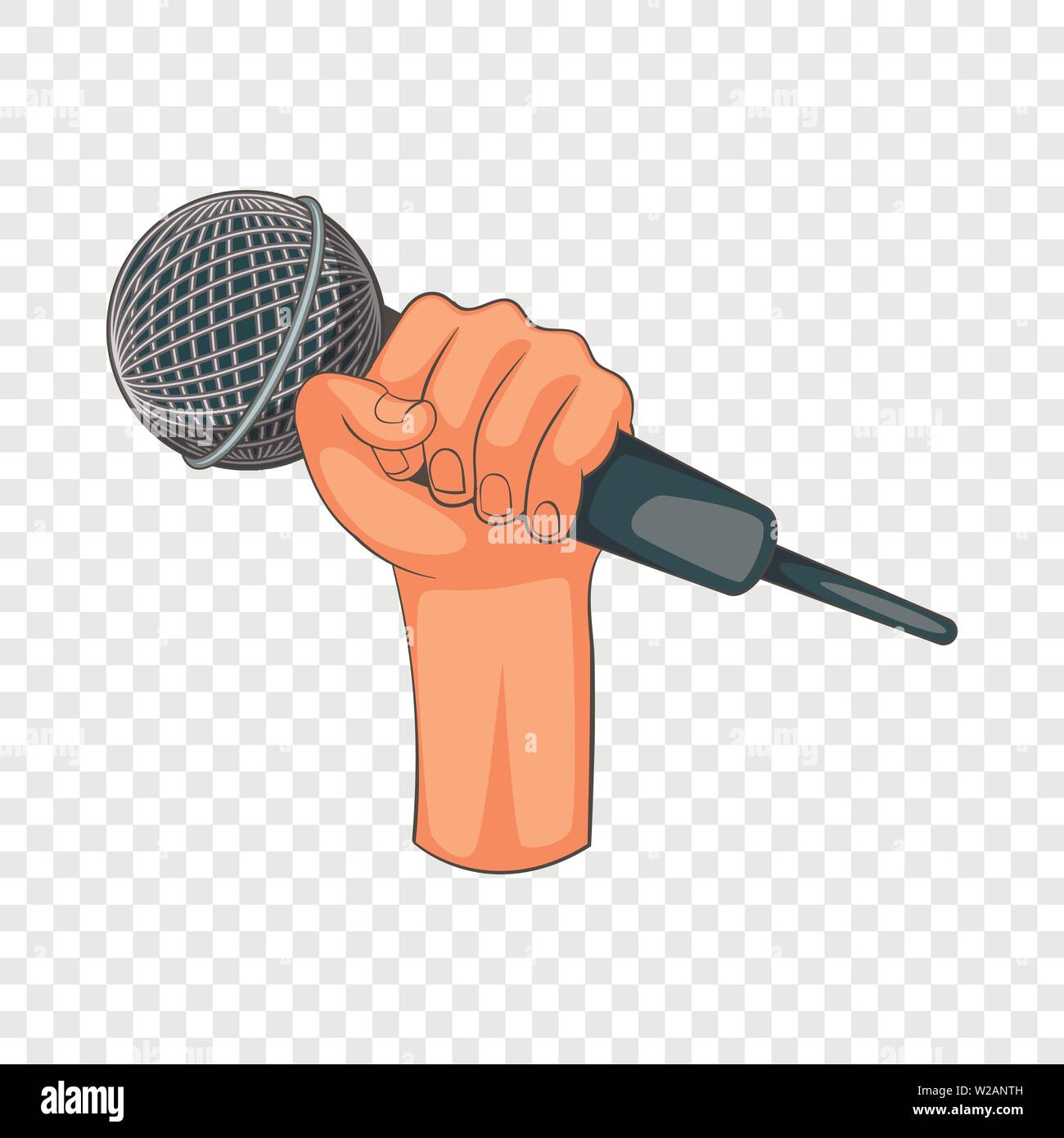 Mano Sujetando El Icono Del Micrófono Del Estilo De Dibujos Animados