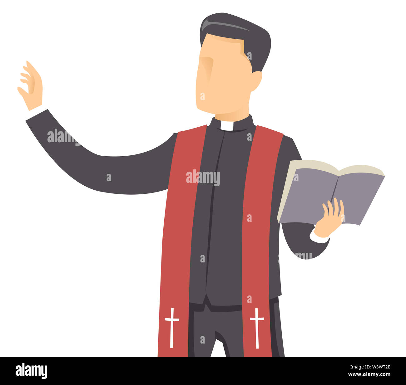 Ilustración De Un Hombre Sacerdote Sosteniendo Una Biblia Con Manos