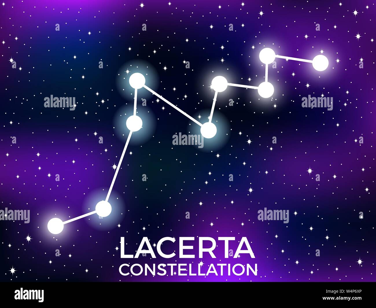 Lacerta Constelación Noche Estrellada Signo Del Zodíaco Cluster De