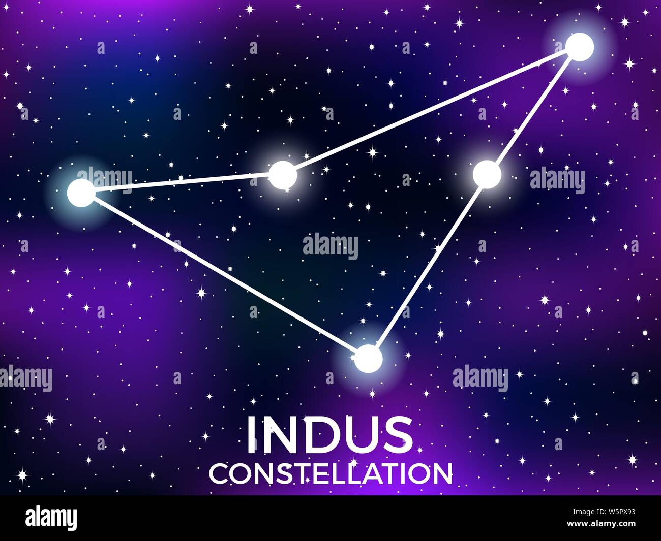 La Constelación De Indus Noche Estrellada Cluster De Estrellas Y