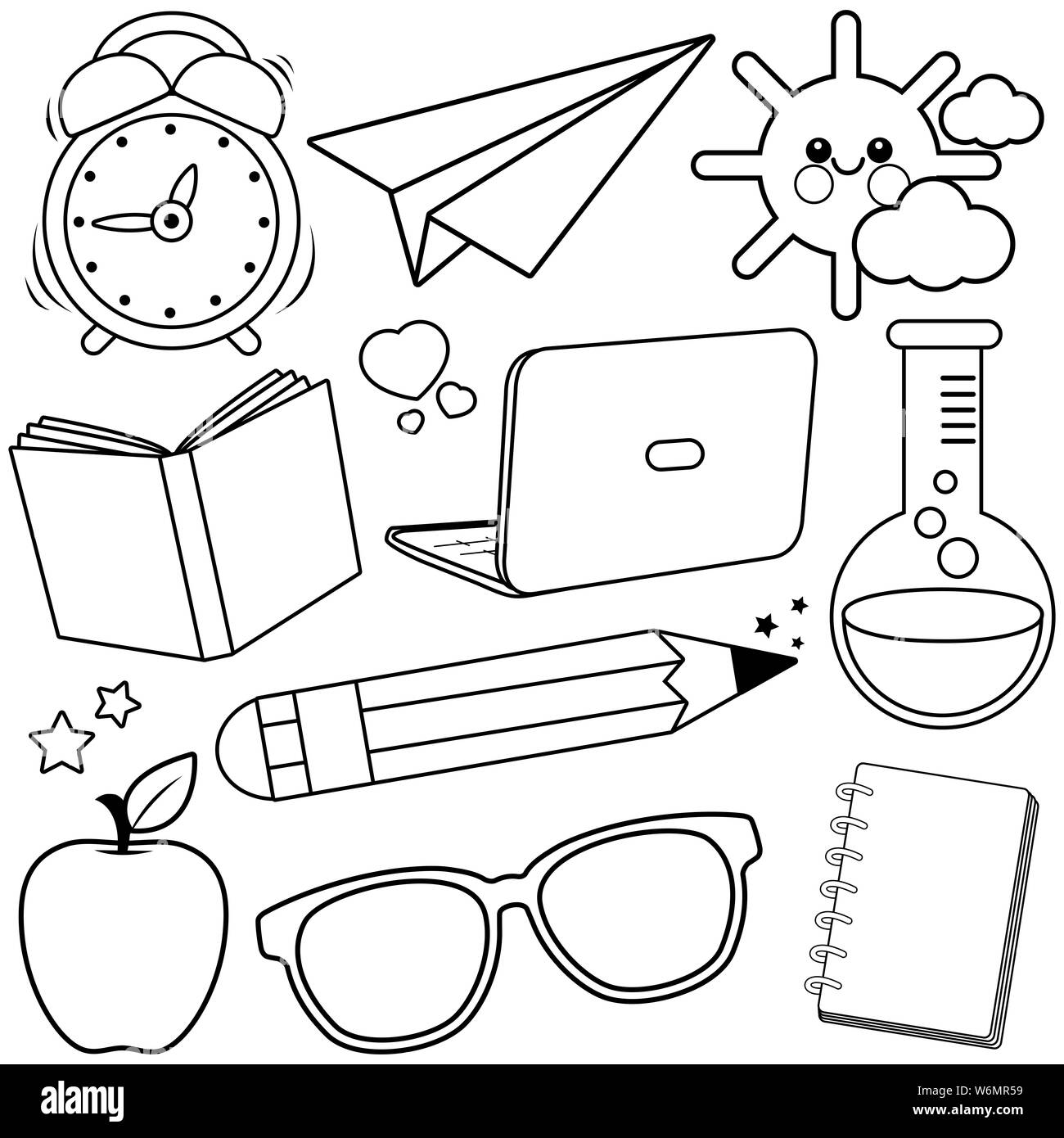 útiles Escolares Para Colorear Páginas Para Niños