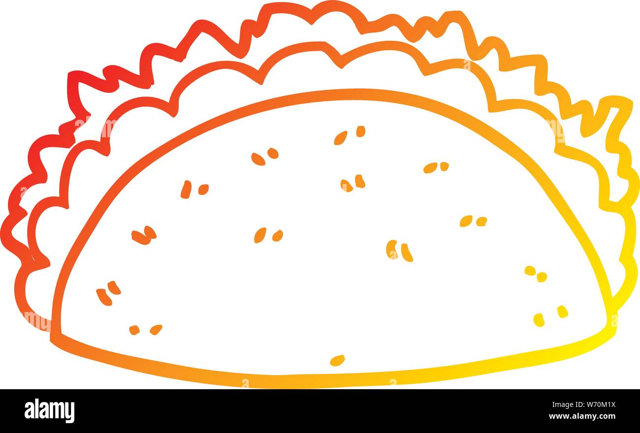 El dibujo de la línea de gradiente cálido un taco de dibujos animados ... El dibujo de la línea de gradiente cálido un taco de dibujos animados ...