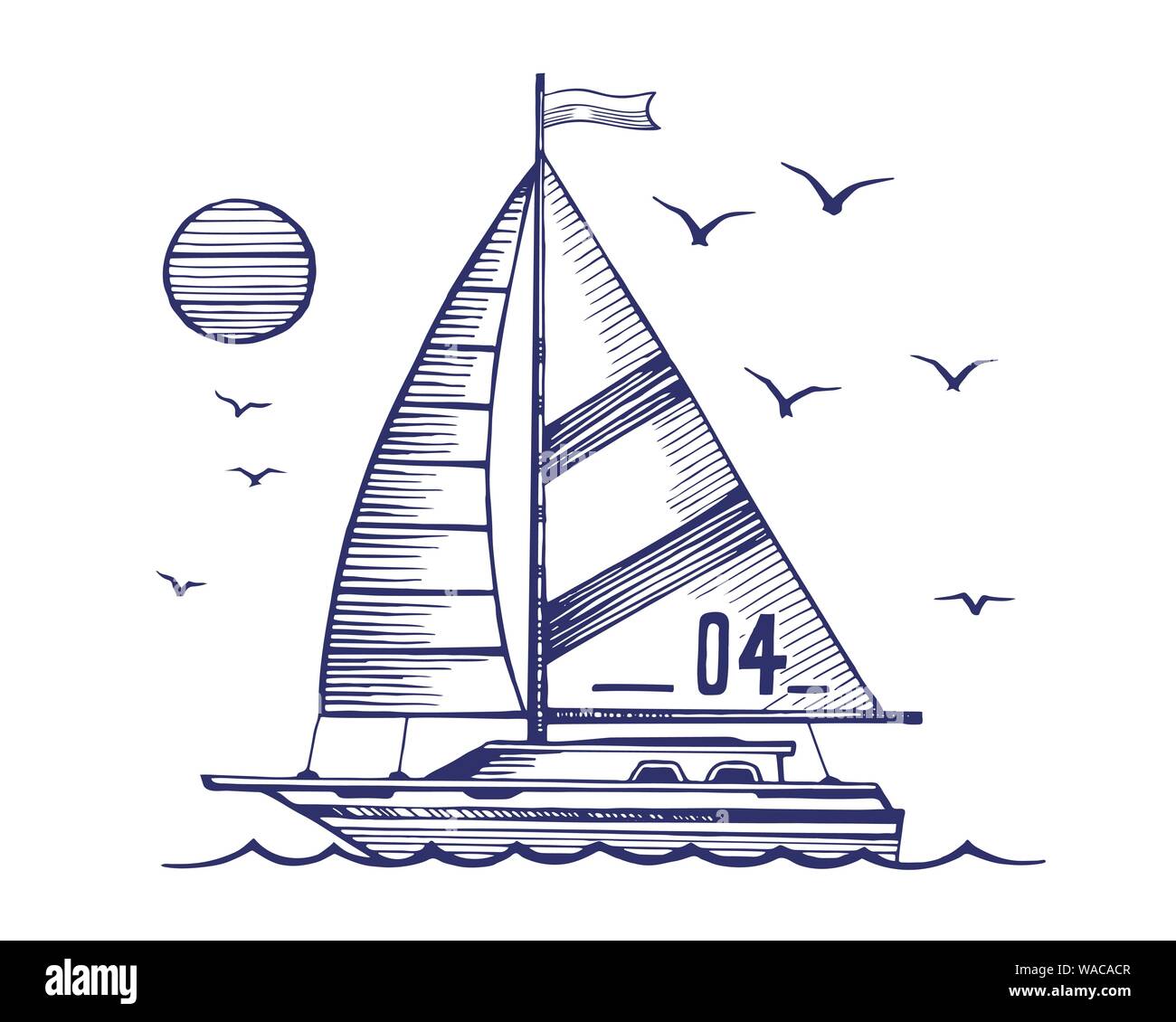 Esquema Simple De Velero Volante Aquarela Navio Imágenes De Stock De
