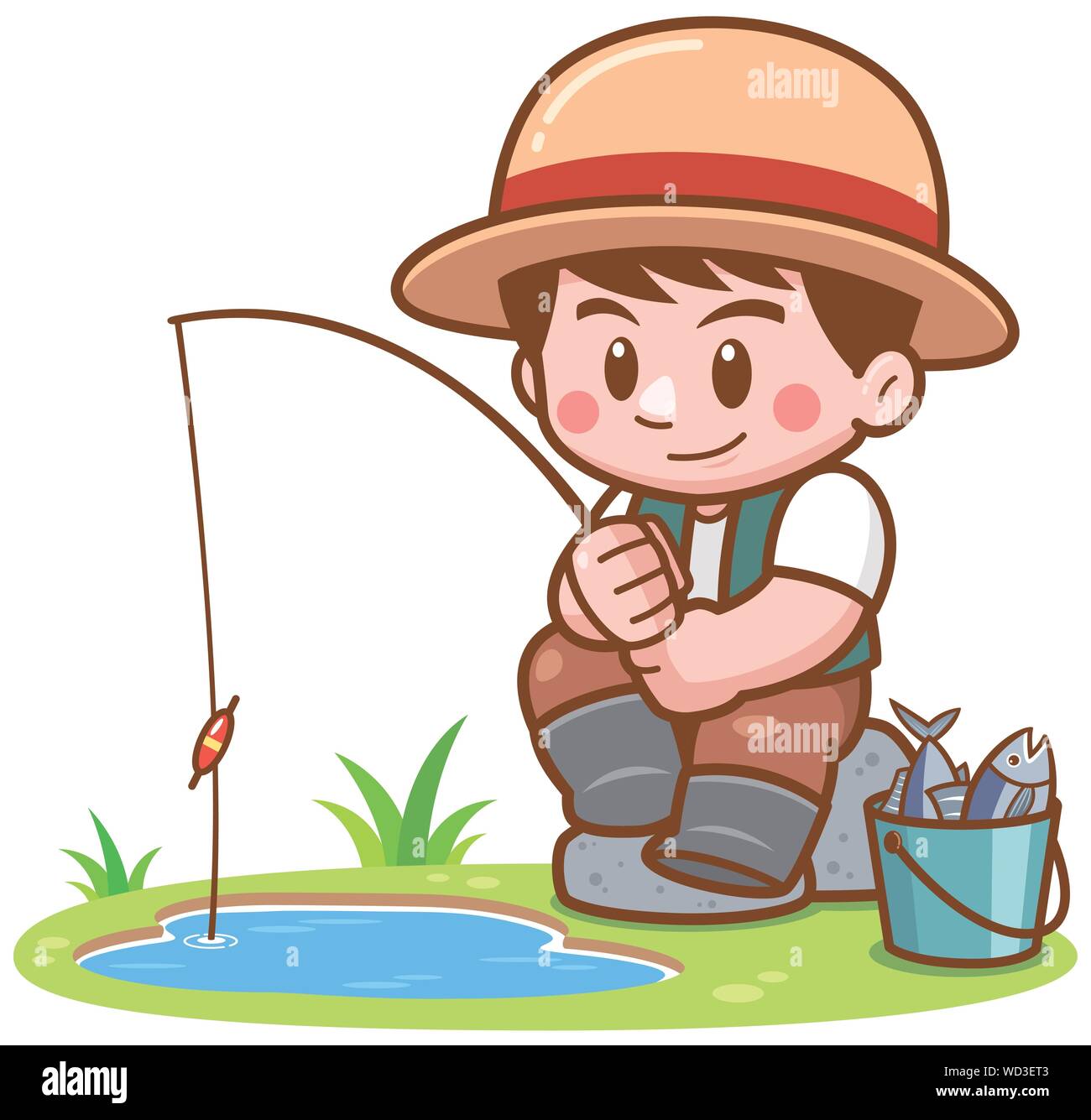Dibujo De Dibujos Animados De Pescador