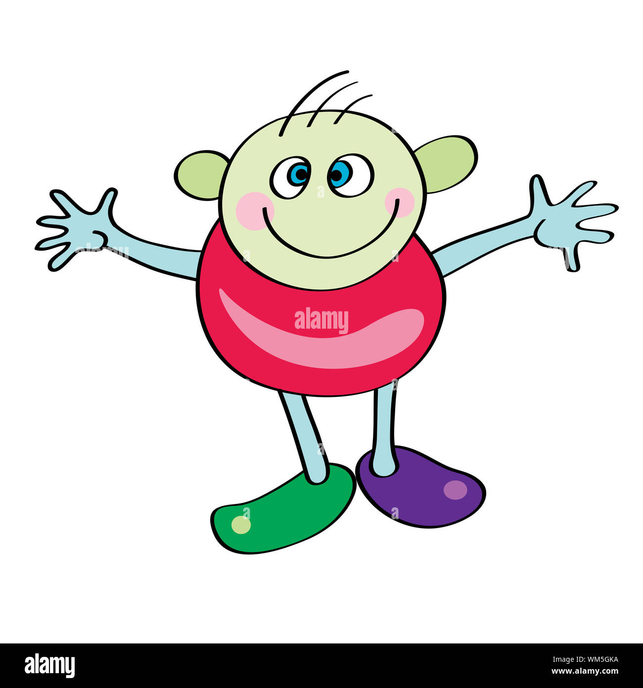 Feliz abrazo emoticono ilustración, dibujadas a mano doodle aislado en ...