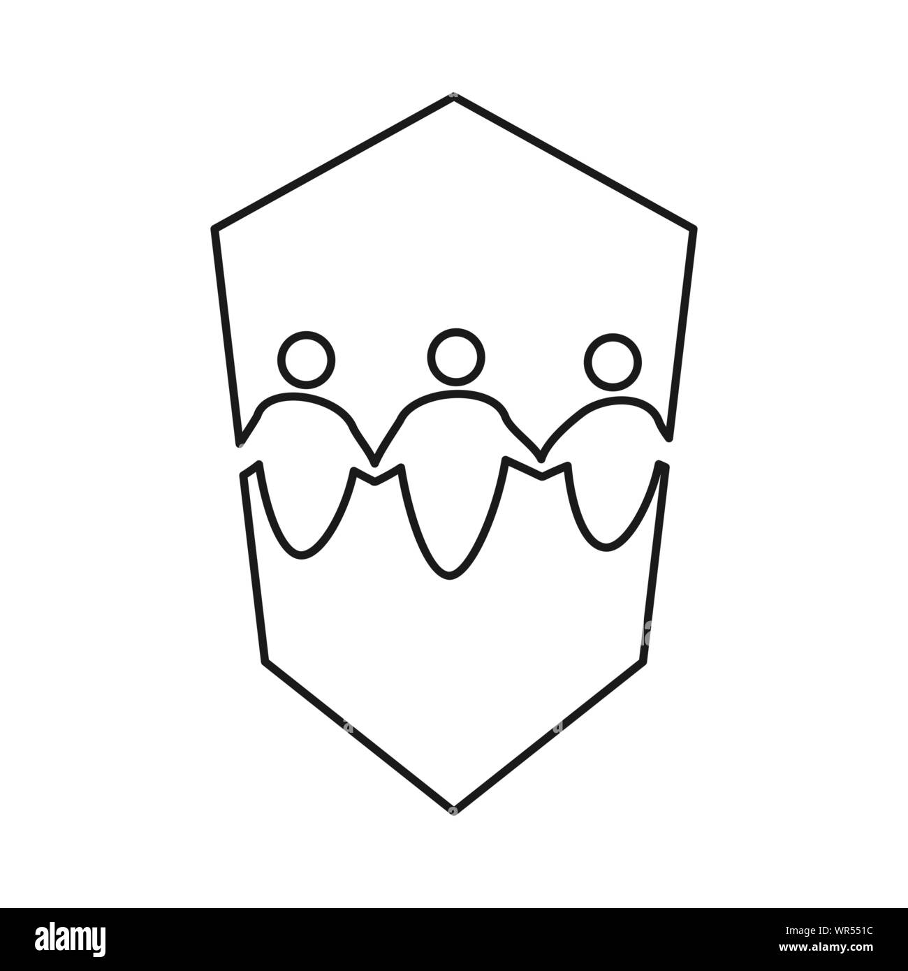 Gente Segura Escudo Compromiso Trabajo En Equipo Juntos El Logotipo De
