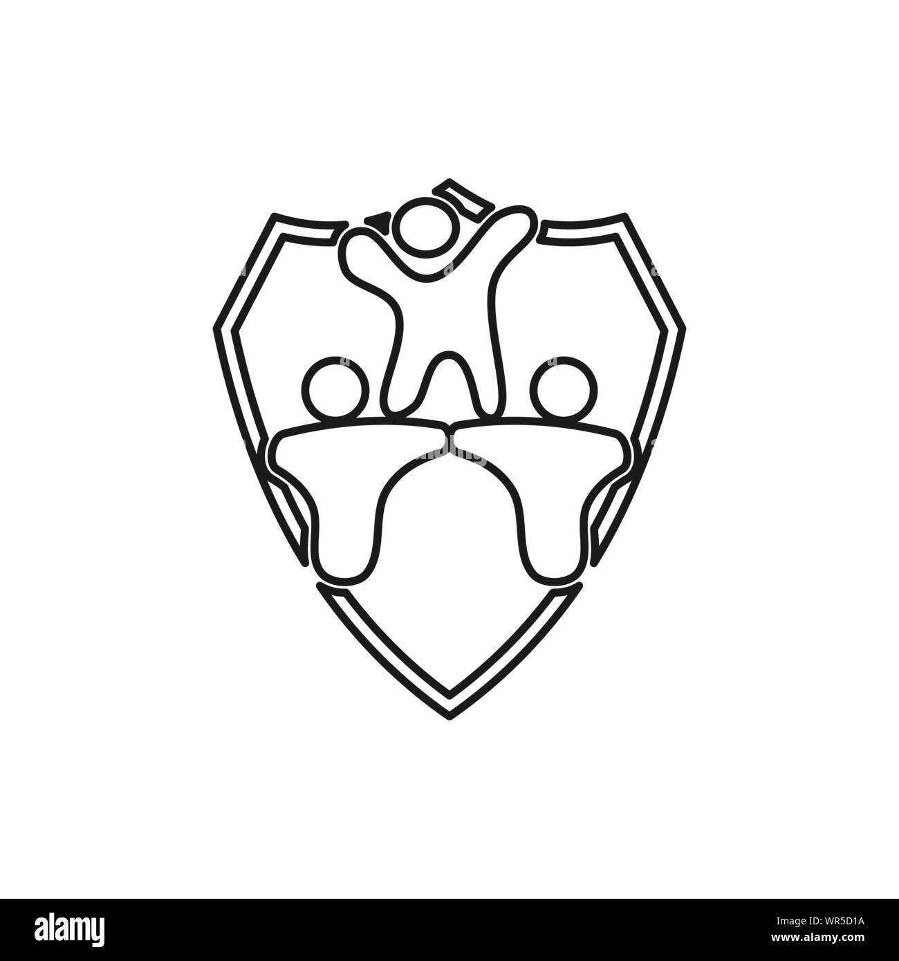 Gente Segura Escudo Compromiso Trabajo En Equipo Juntos El Logotipo De