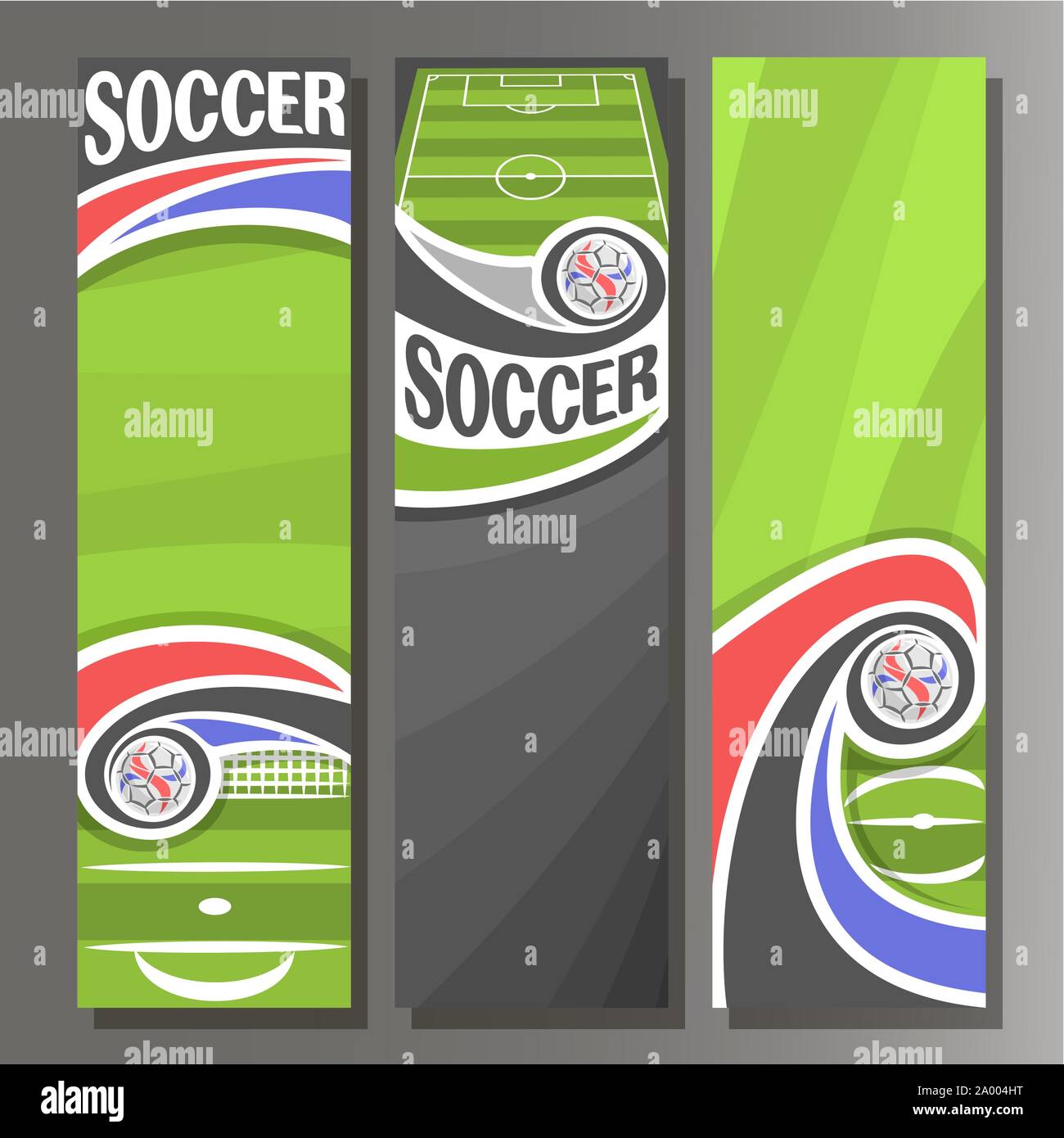 Bannières verticales vecteur pour le football : 3 modèles pour titre ...