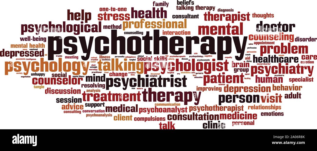 La psychothérapie mot concept cloud. Collage de mots à propos de la ...