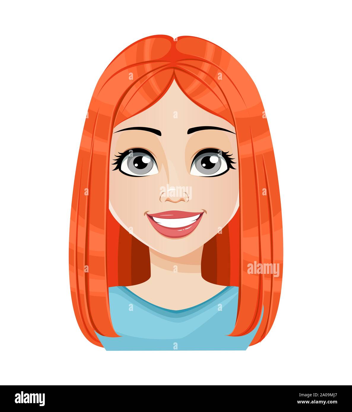 Face à l'expression de belle femme rousse, en souriant. Femme de l ...