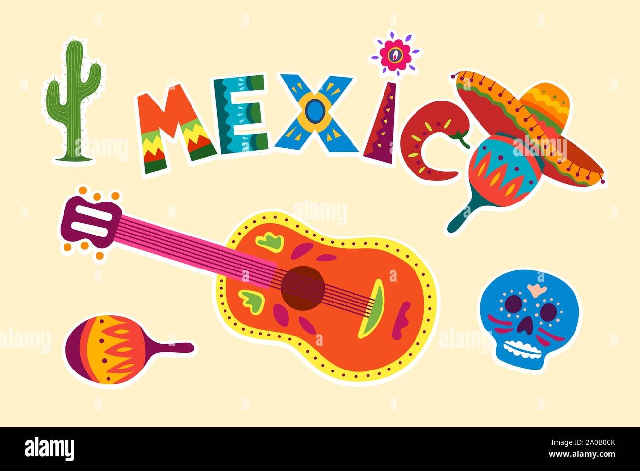 Illustration vectorielle mexicaine traditionnelle colorée et élégante ...
