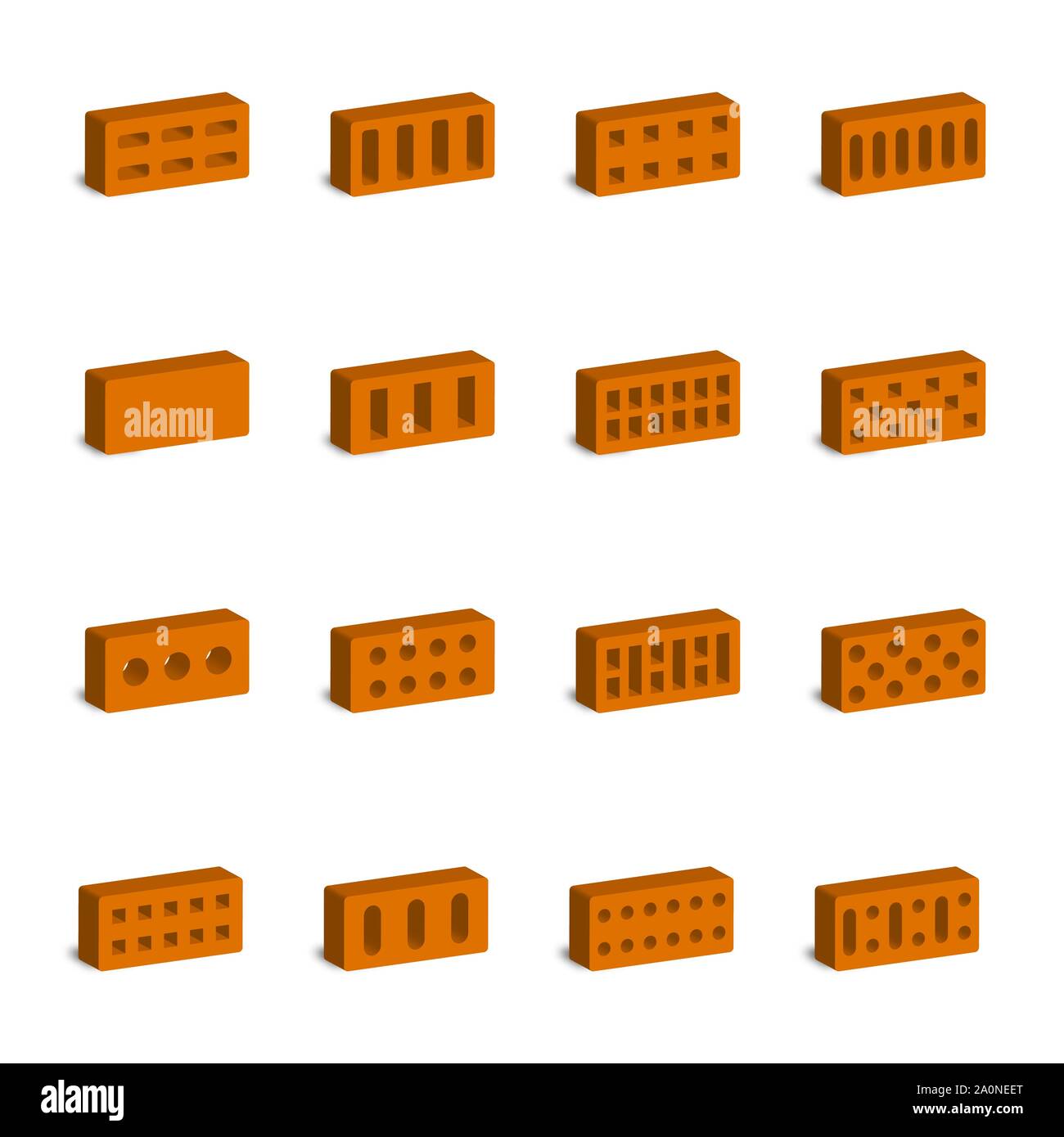 Ensemble de briques de différentes formes. Éléments de la conception ...