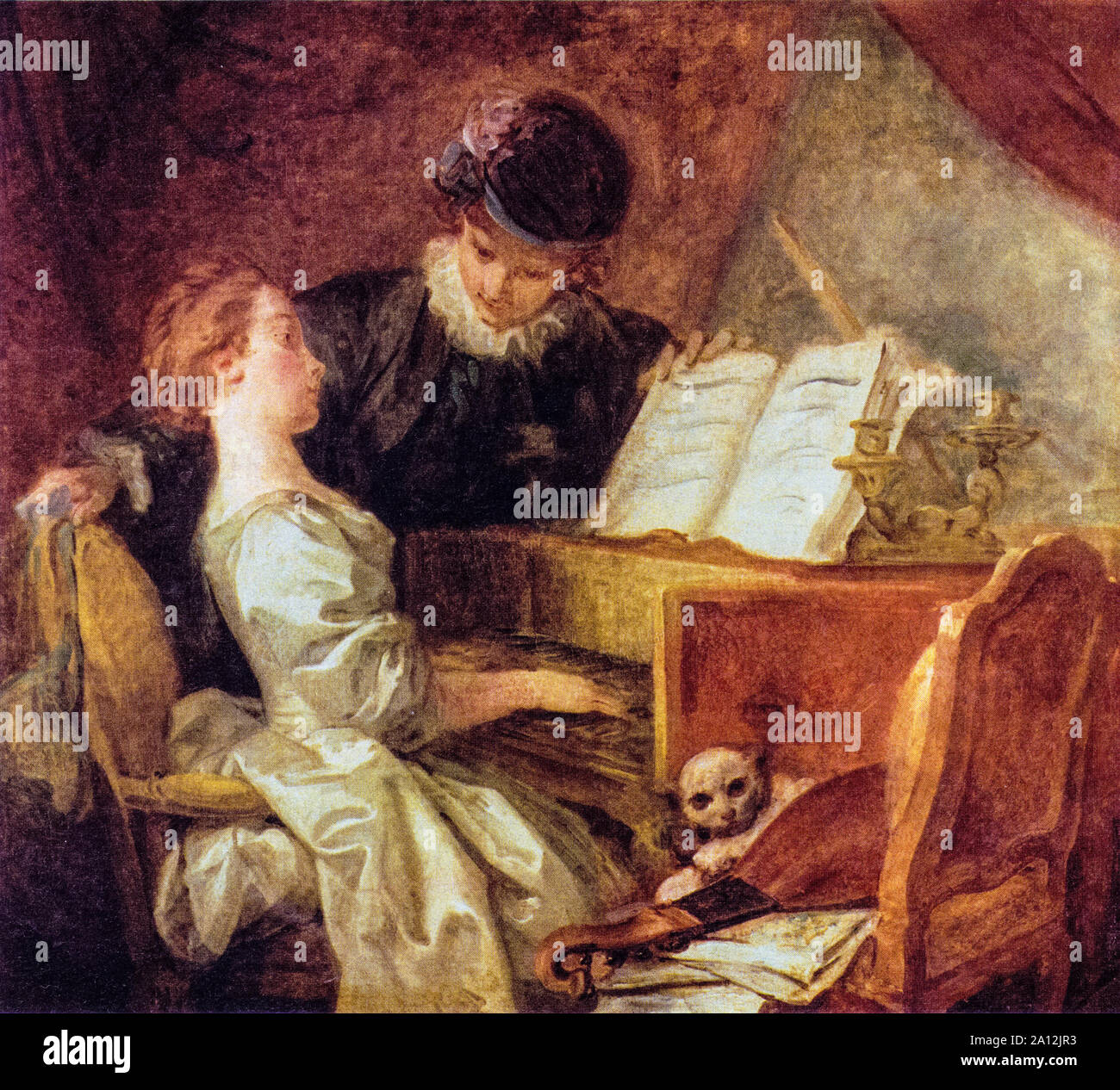 La leçon de musique huile sur toile Banque de photographies et d’images ...