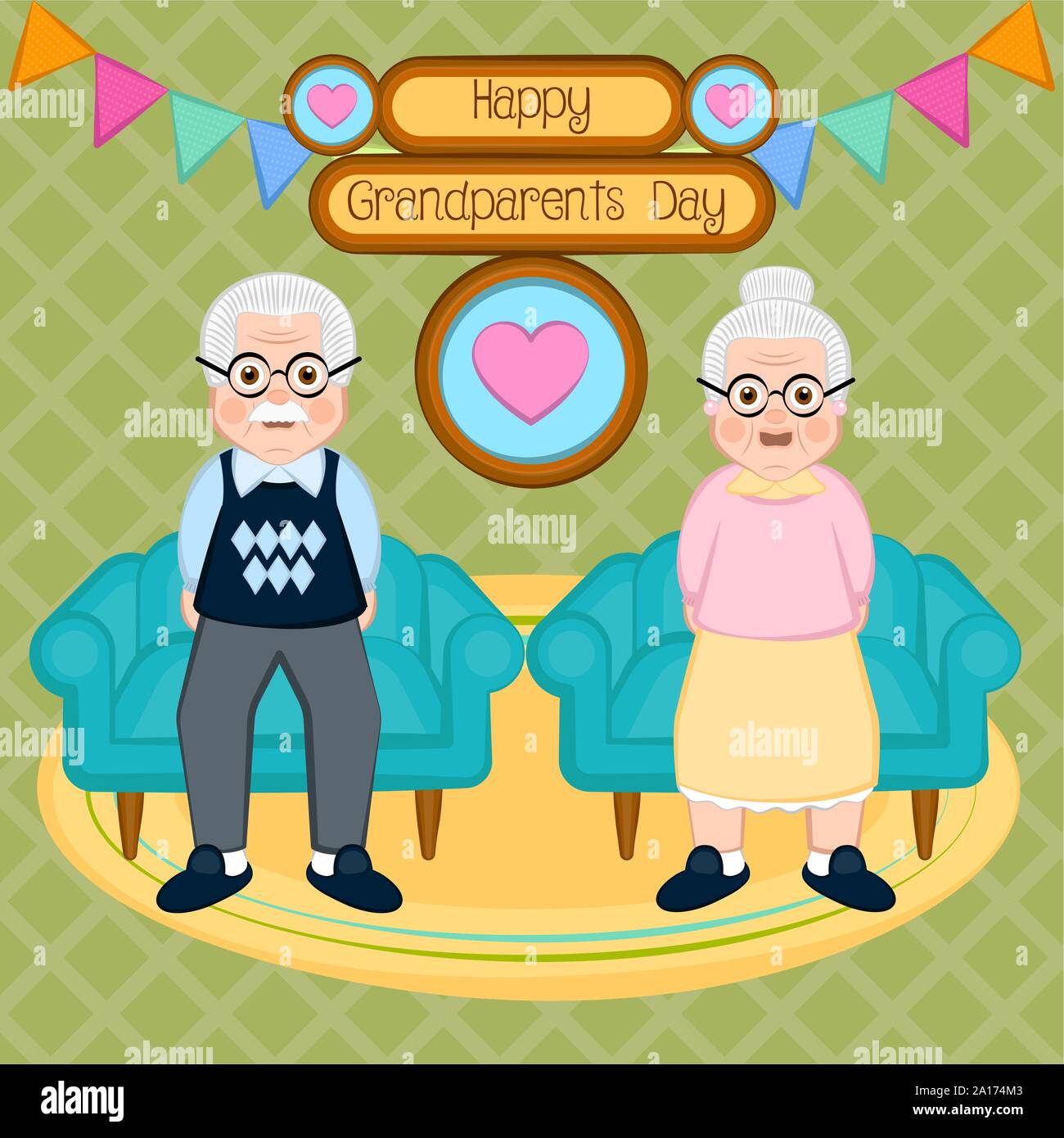 Journée des grands-parents avec une carte de grands-parents assis dans ...