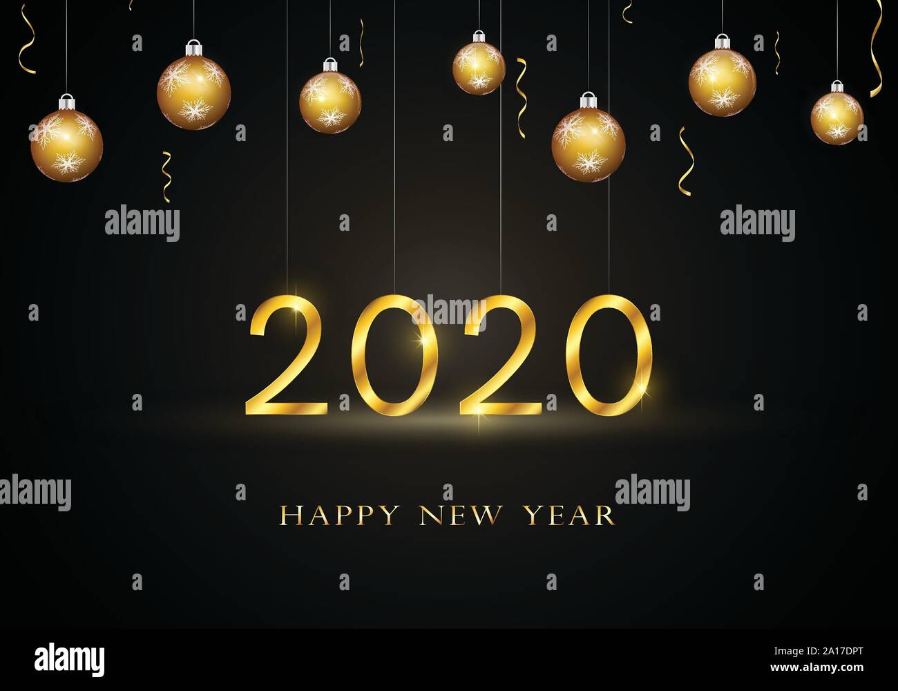 Bonne année 2020 avec l'or d'arrière-plan du texte Image Vectorielle ...