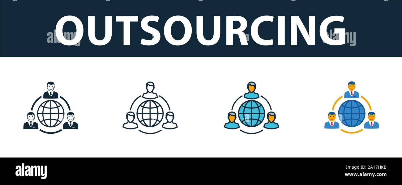 L'externalisation icon set. Symbole Premium dans différents modèles de ...