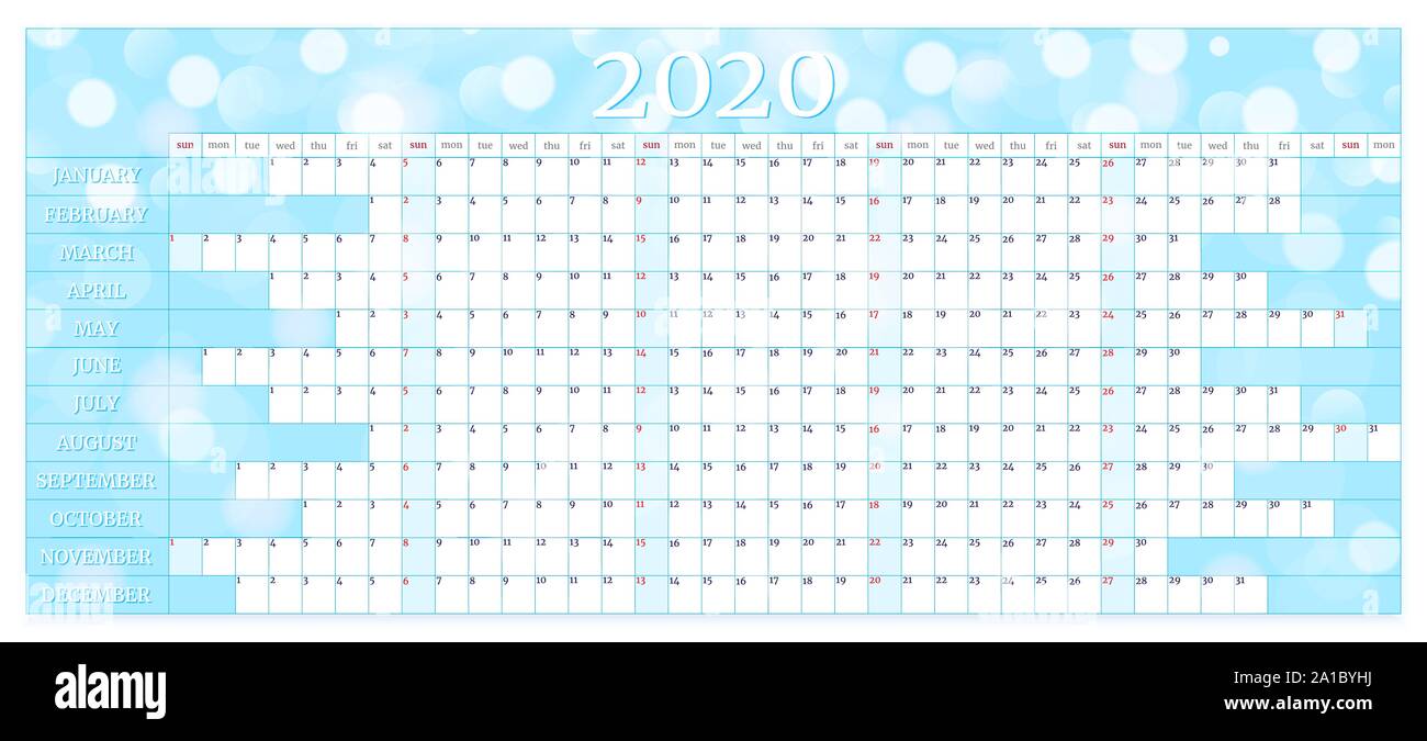 2020 calendrier annuel. Modèle de planification annuelle. Vector ...