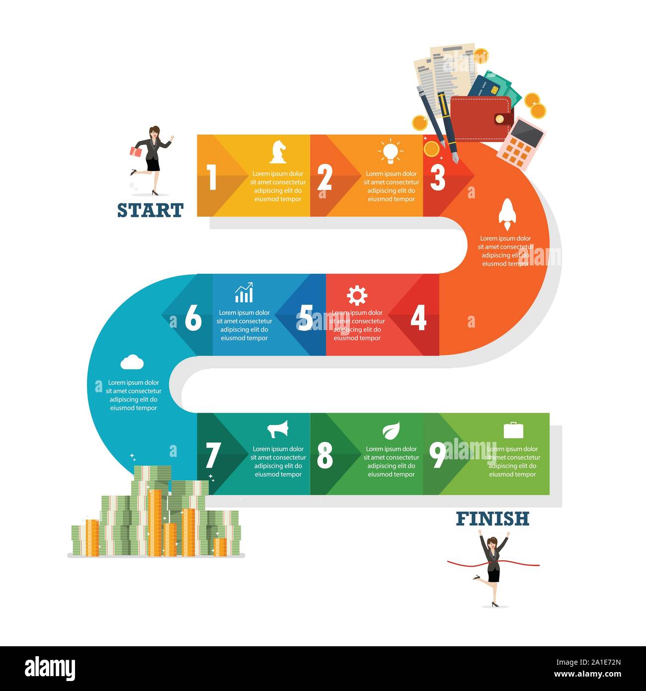 Chemin neuf étapes infographie. Vector illustration Image Vectorielle ...