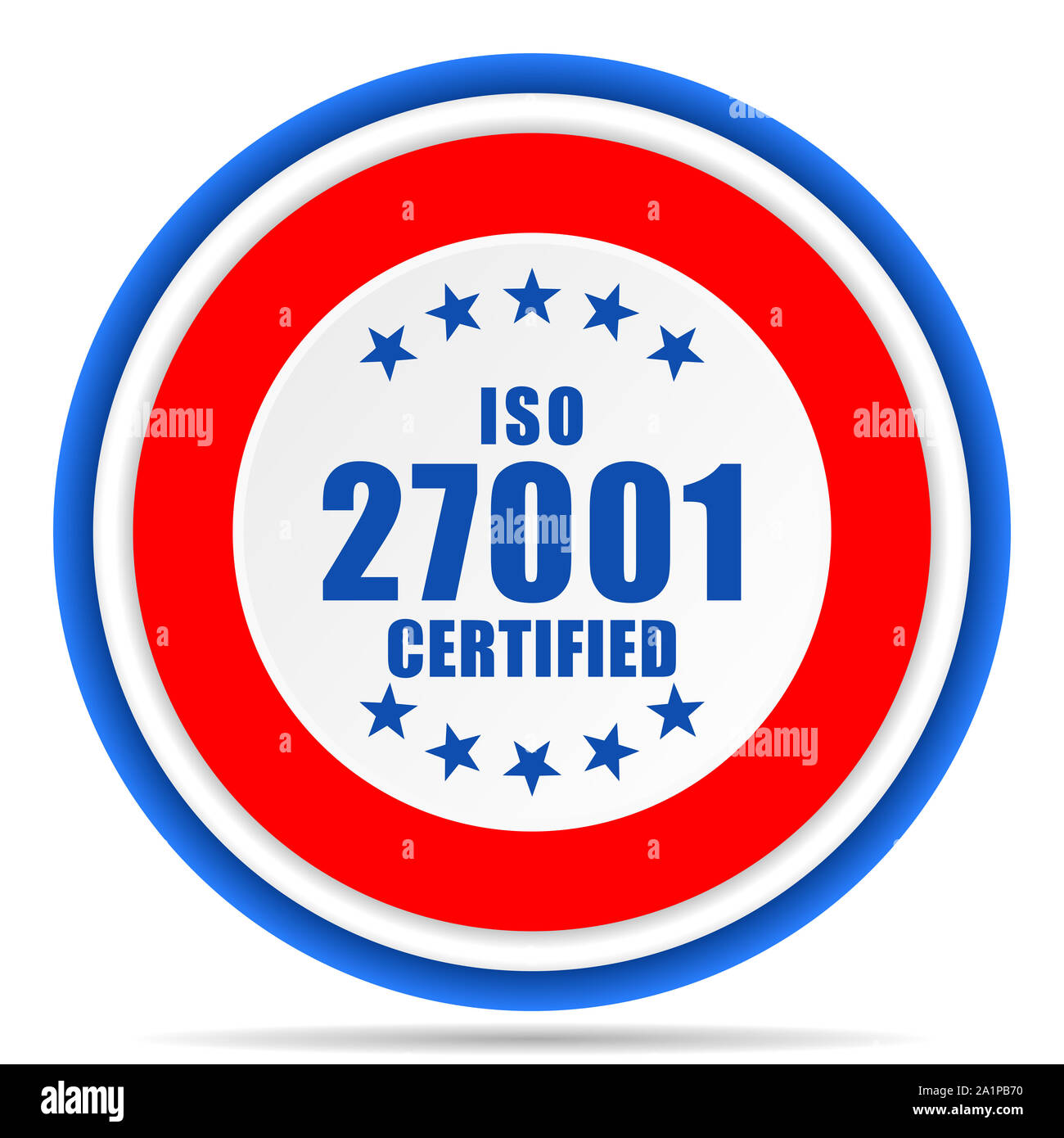 La norme ISO 27001 icône ronde, rouge, bleu et blanc illustration ...