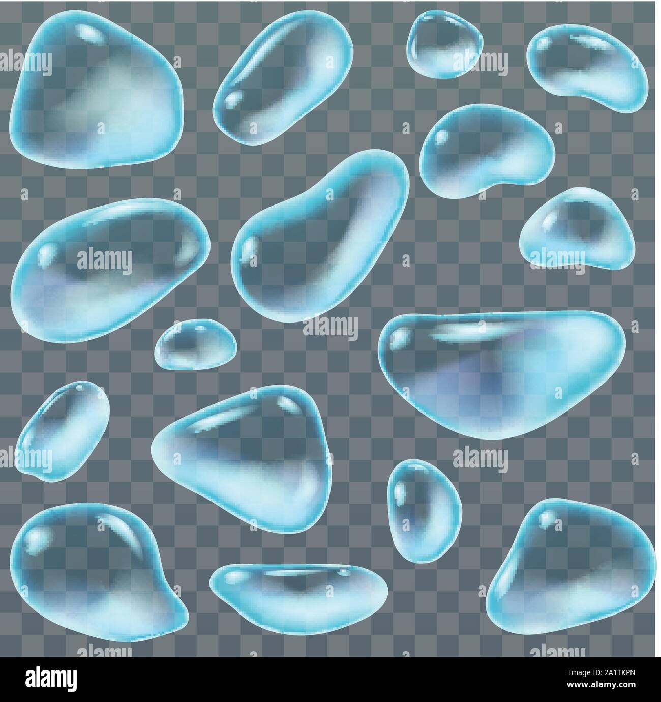 Ensemble de gouttes d'eau transparentes de différentes formes. Vector ...