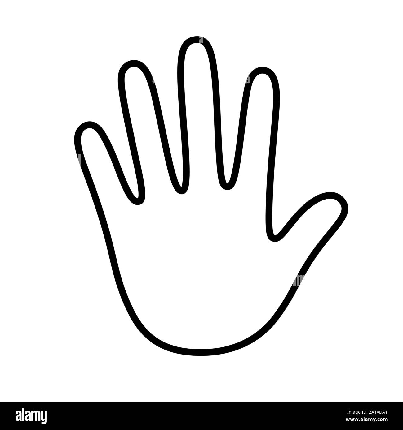 Les contours, palm handprint stylisé de trace. Noir et blanc, l'icône ...