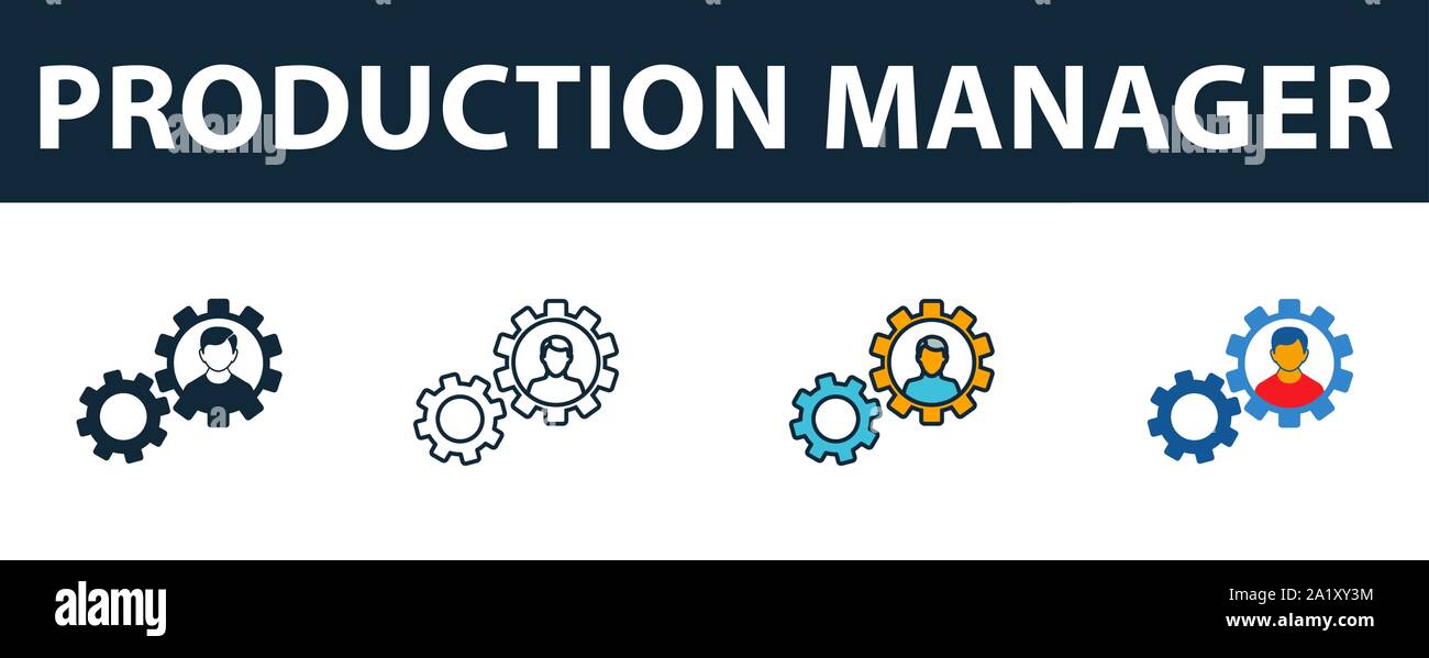 Production Manager icon set. Symbole Premium dans différents styles d ...